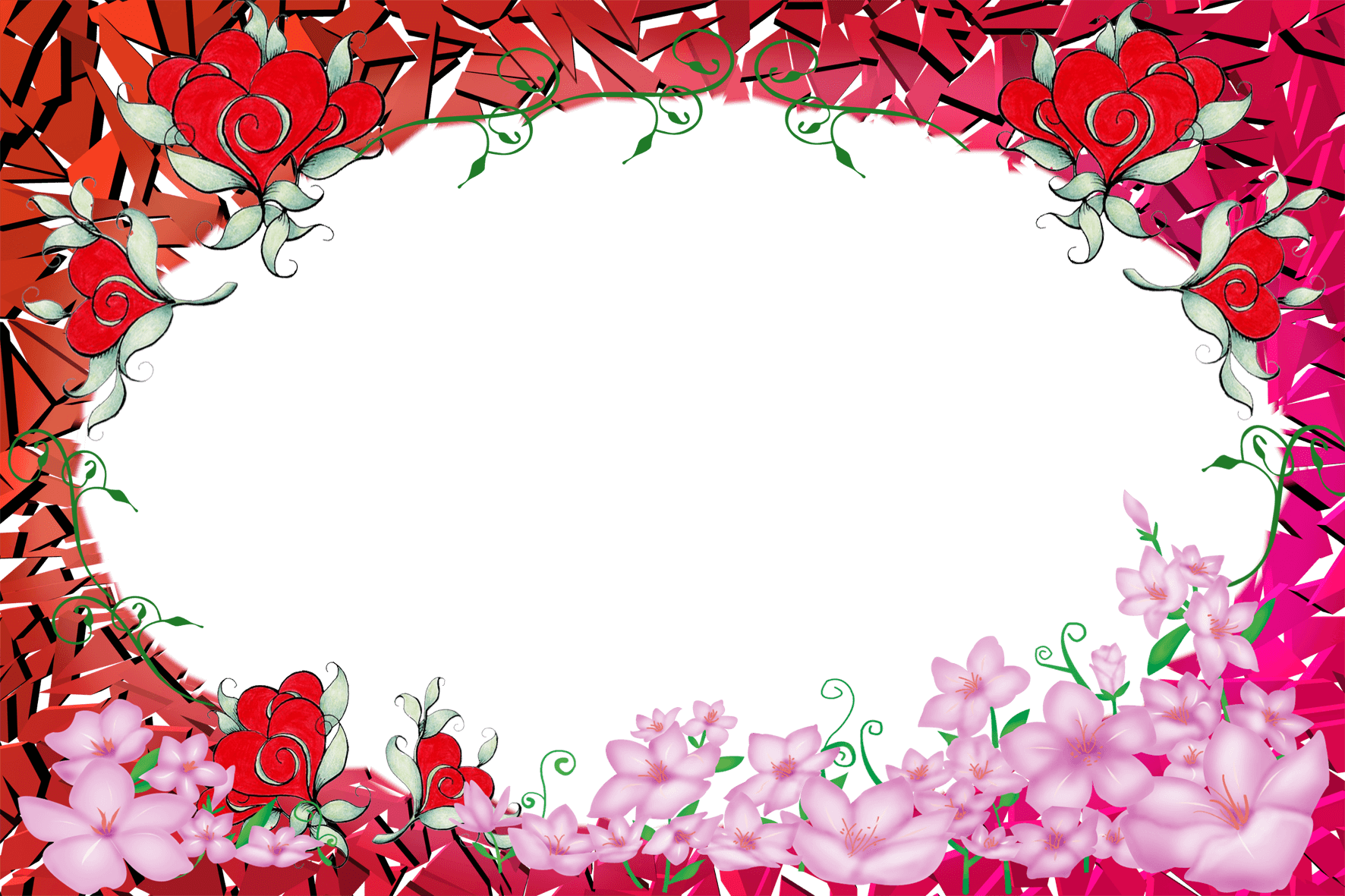 Marco Romántico Circular con Flores Rojas | Descargar Marcos